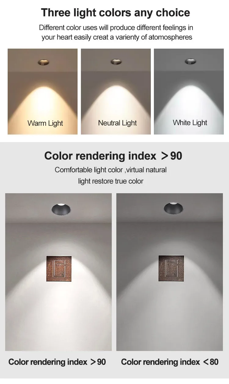 High Quality 9w 13w Cob Led Adjustable Dimmable Trimless Recessed Down ...