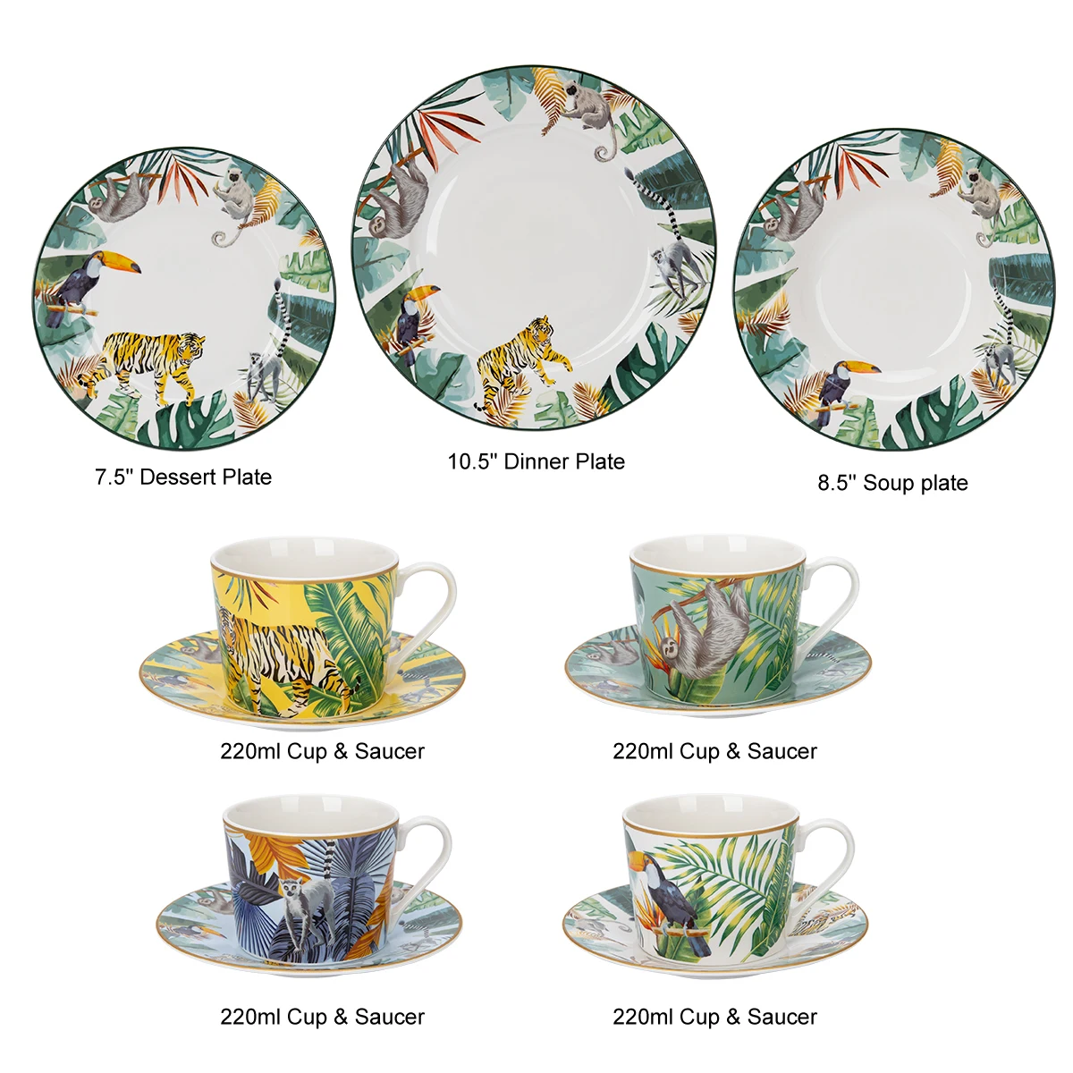 Ethiopian Modern Animal Tiger Set of Ceramic Espresso Coffee China Tea ...