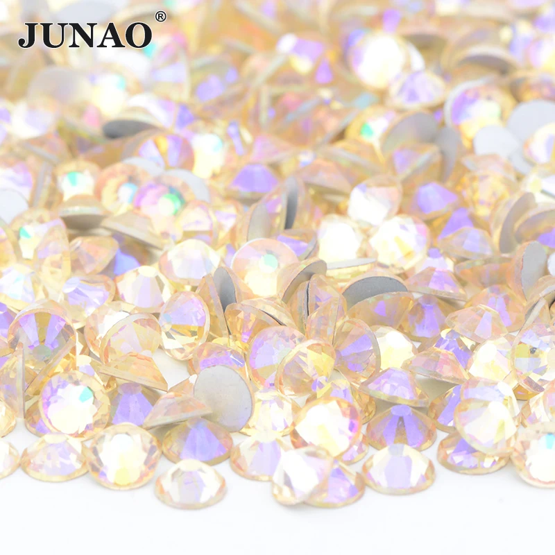 JUNAO Bulk Packing SS3-SS50 120 Colors Glass Strass Gems Flatback ...