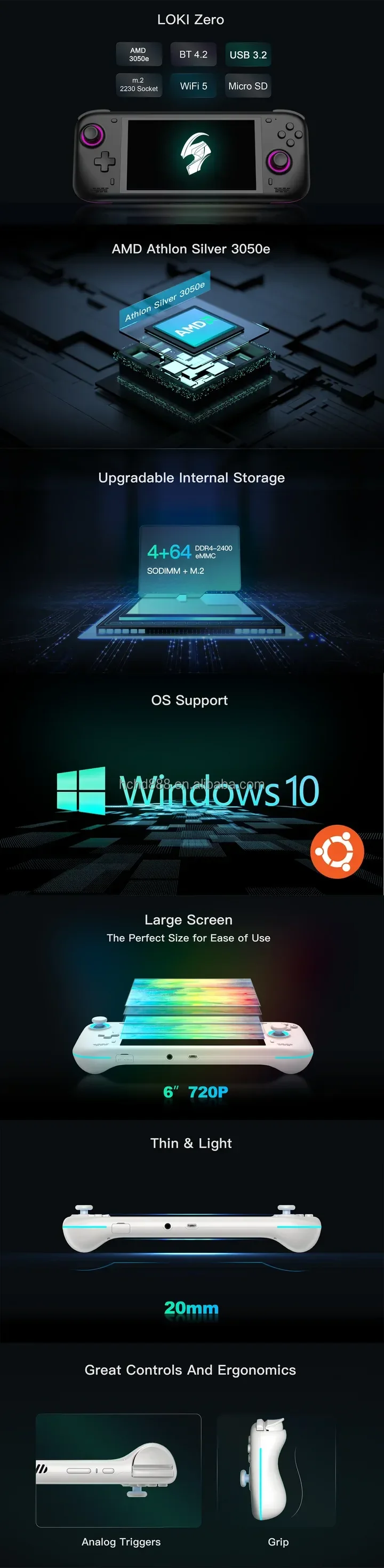 Loki Zero AMD 3050e Windows 11 Tablet - Portable Emulator