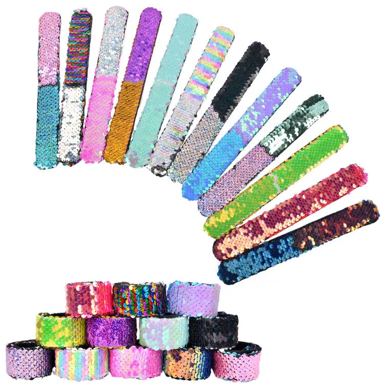 Best New Slap Snap Sequin Bracelets Colorful Sequin Wristband Party ...