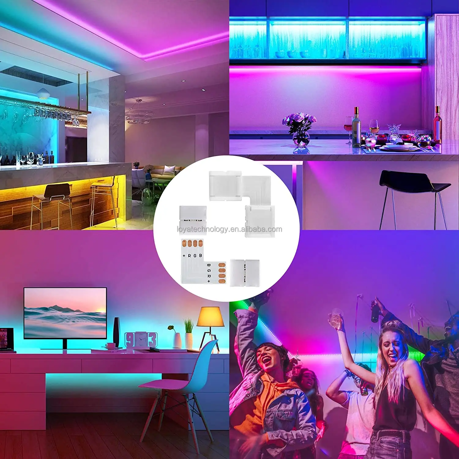 L Shape 4-pin Led Connectors 10-pack 10 Mm Wide Right Angle Corner ...