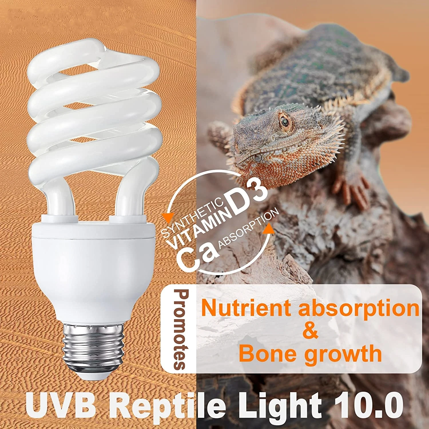 UVB 10.0 Reptile UVB Light ,UVB Compact Fluorescent Lamp for Chameleon ...