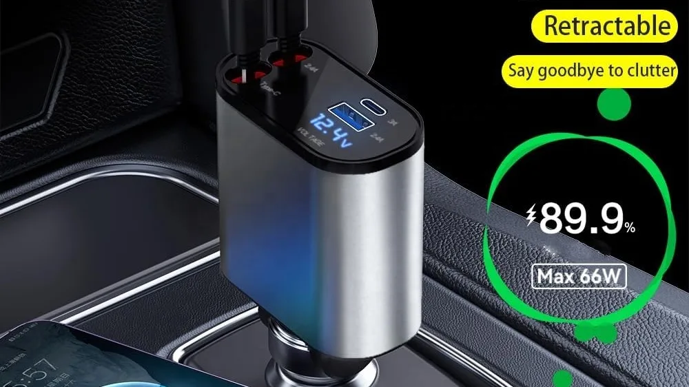 100w Fast Quick Charging Cable Storage Led Digital Display Adapter 2 ...