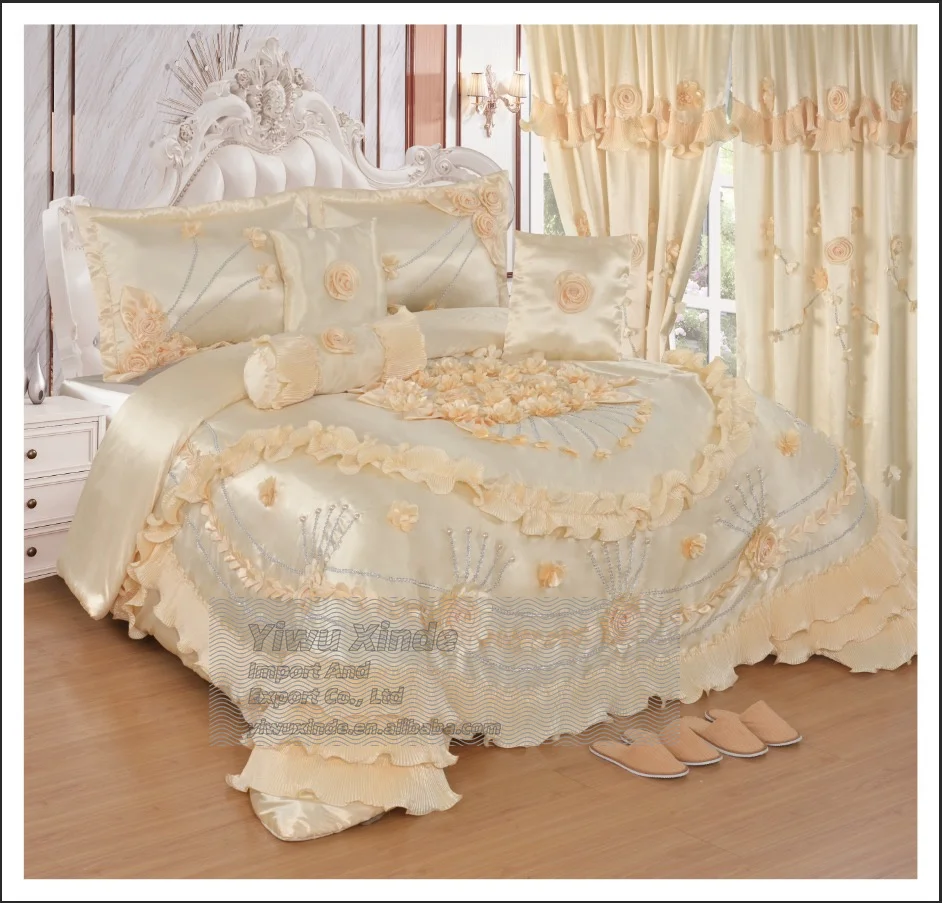 Luxury Comforter Set - 10 Pcs Wedding Bedding with Curtains
