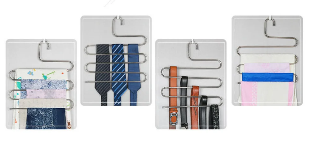 5 Layers Stainless Steel Clothes Hangers S Shape Pants Storage Hangers ...