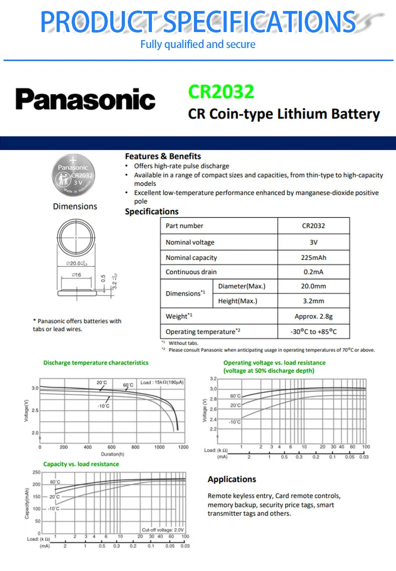 Panasonic Coin Lithium Batteries - Reliable Power Solutions