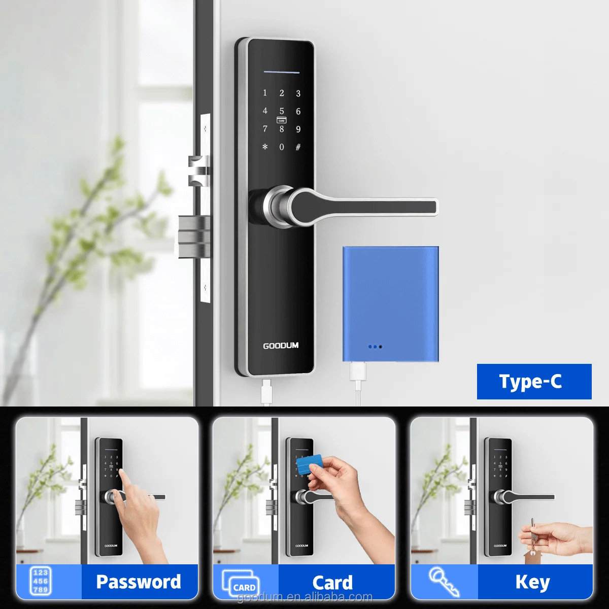 Password Smart Wood Door Lock Keyless Entry Deadbolt Door Locks Wifi ...