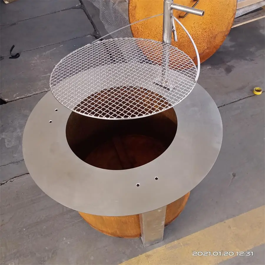 Wood Burning Barbecue Brazier Corten Steel Smokeless Firepit Bbq - Buy ...