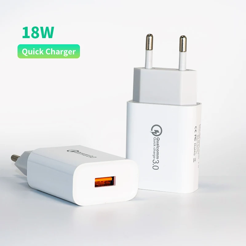 Fast Charging Mobile Phone Charger 18w Usb Charger Quick Charge 3.0 Eu ...