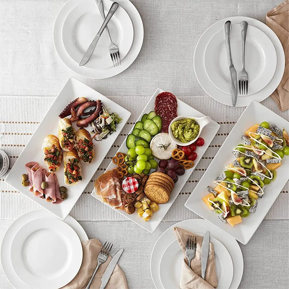 White Melamine Serving Platters Party Starter Sushi Set for Food ...