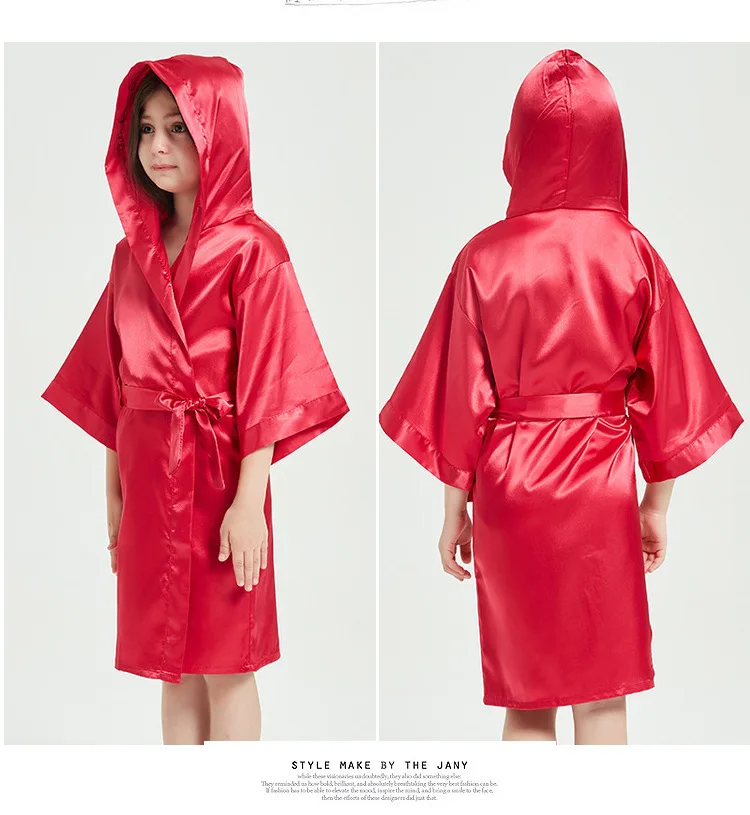 Girls Robe Silky Satin Kids Robes For Spa And Party Long Sleeve Silk ...