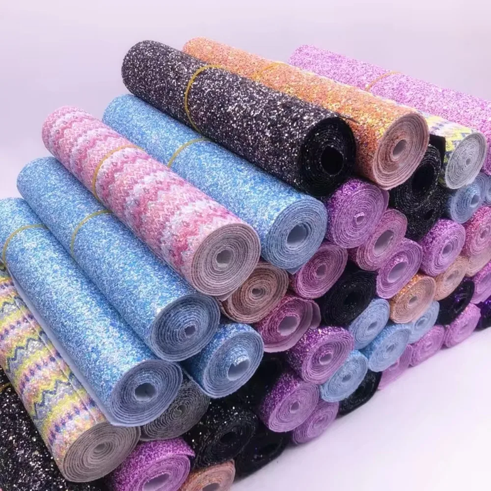 Customized 12x52 Inch Block Shaped Glitter Fabric Rolls In Various ...