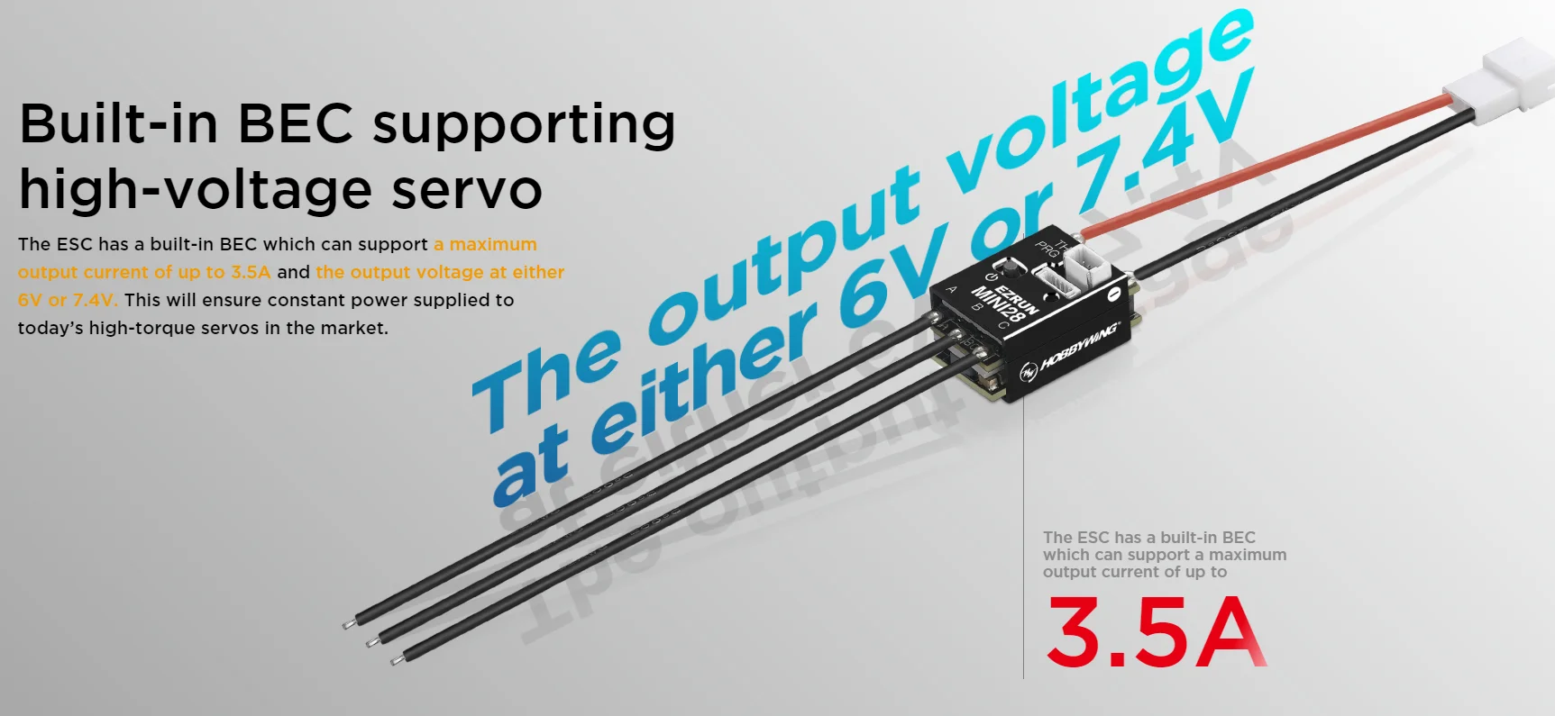 Hobbywing Ezrun Mini28 Sensored Brushless Esc 2s Lipo Bec 6v/7.4v For 1 ...