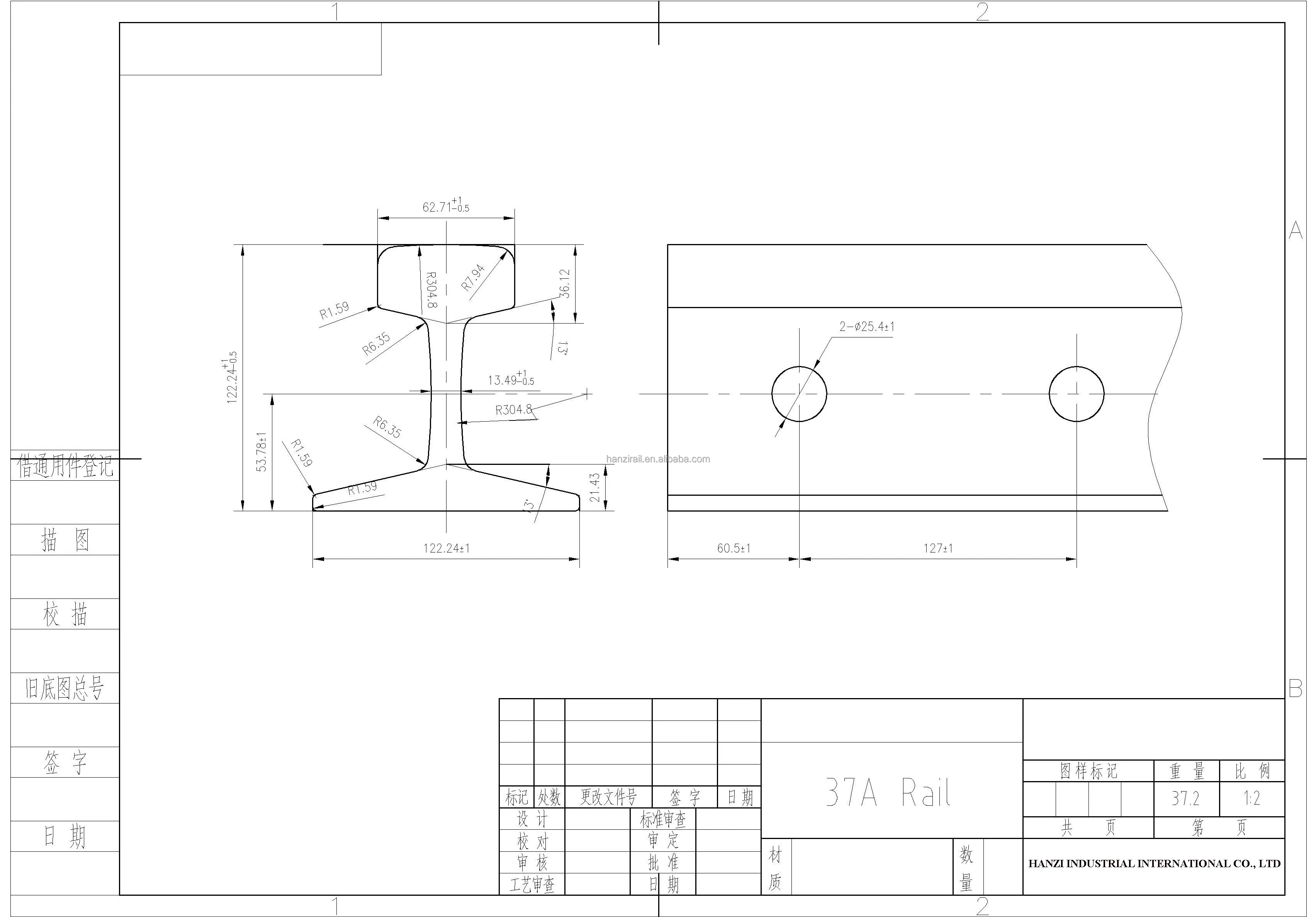 37KG Rail JIS - Durable Steel Rails for Railway & Mining
