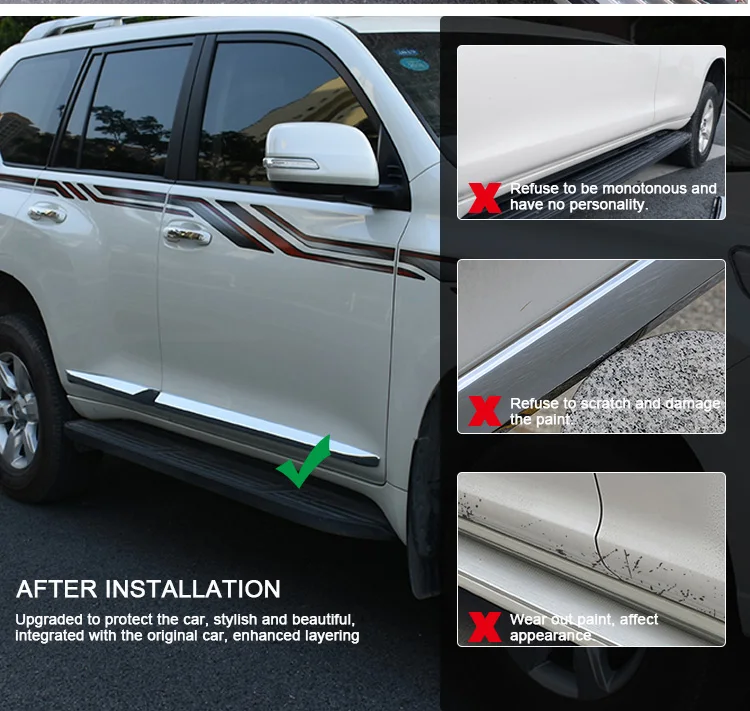 ABS Body Kit Door Car Side Molding Matte Black for Land Cruiser