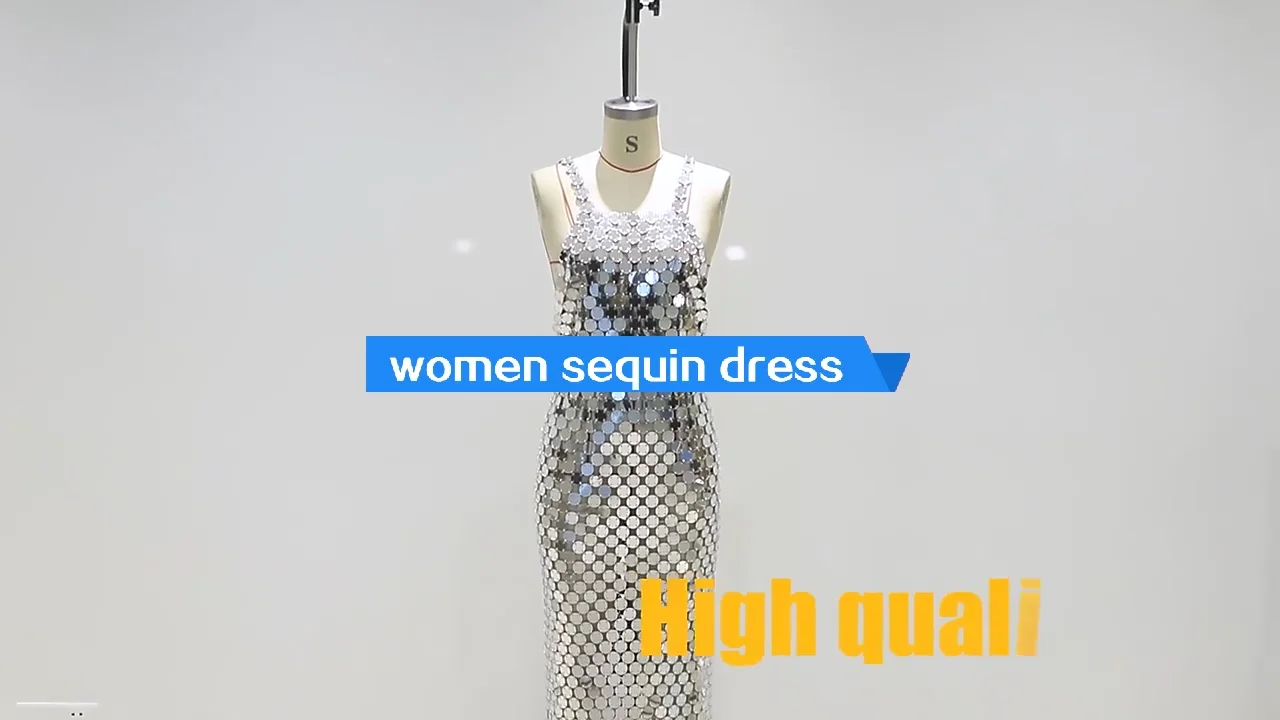 New Design Bikini Sequin Dress Sliver Acrylic Disc Chainmail Party ...