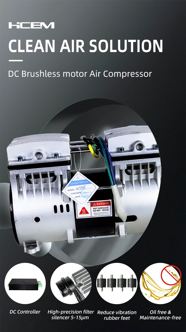 Hcem Portable Brushless Silent Compressor 24v Small Air Compressor 550w ...