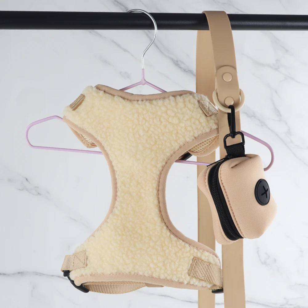 Luxury Teddy Fabric Fleece Dog Harness Set - Designer Personalized