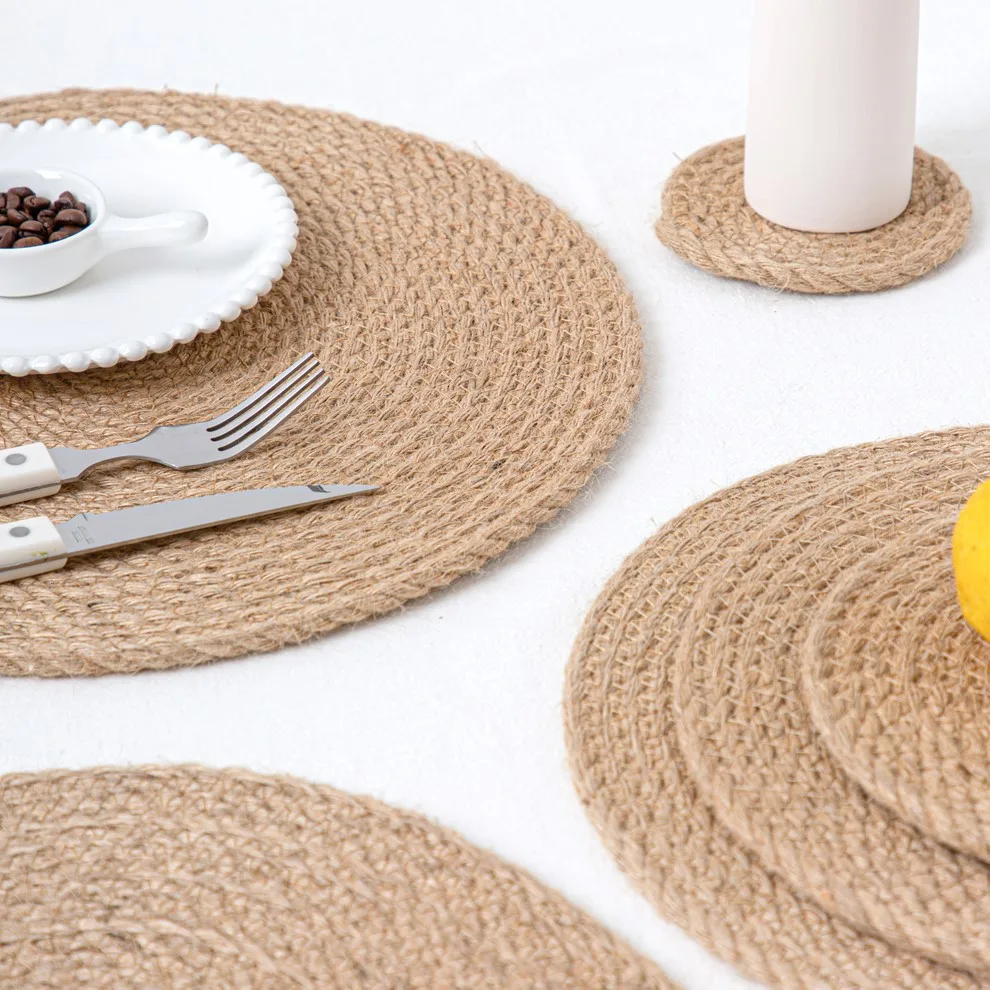 11.8inch 13.8inch Round Woven Jute Placemats Natural Water Hyacinth ...