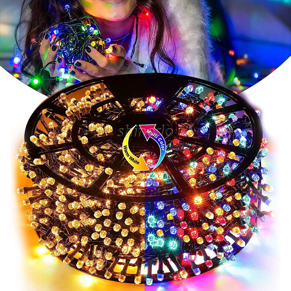 240 Leds 8 Modes Rgb String Lights Plug In Diamond Style Holiday ...