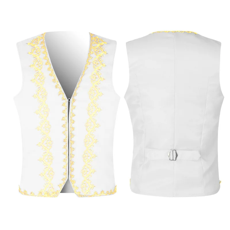Stylish Gold Embroidery Baroque Vest Men Medieval Cosplay Jacket Vest ...