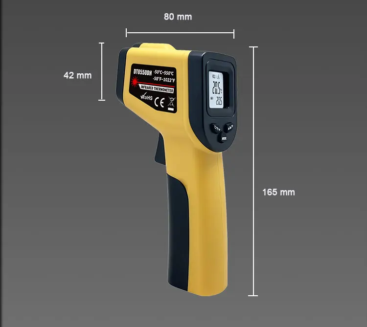 Non Contact Industrial IR Digital Infrared 500C Thermometer for Pizza ...