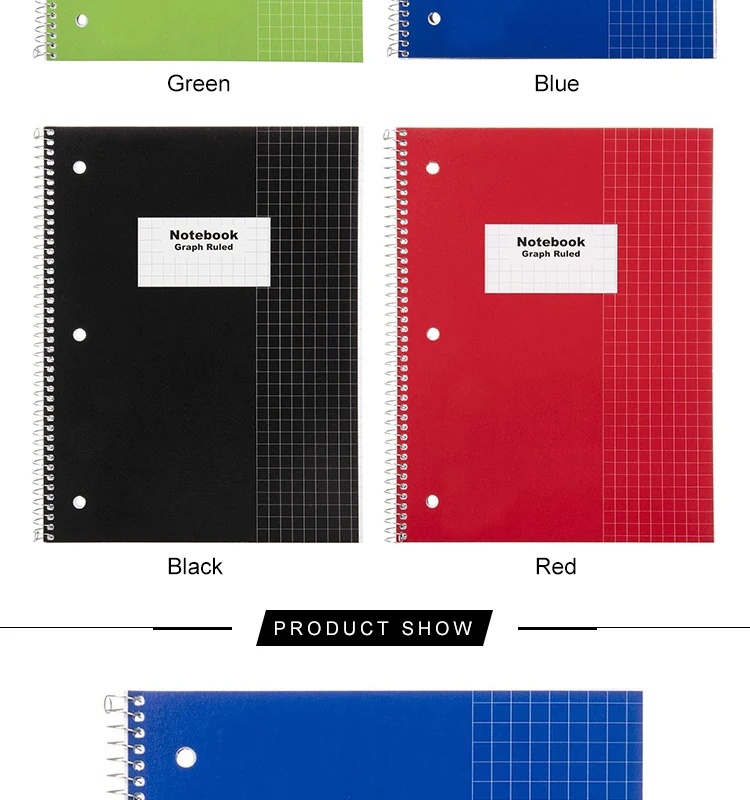 Custom Logo Undated Wide Ruled Paper Office Spiral Notebook