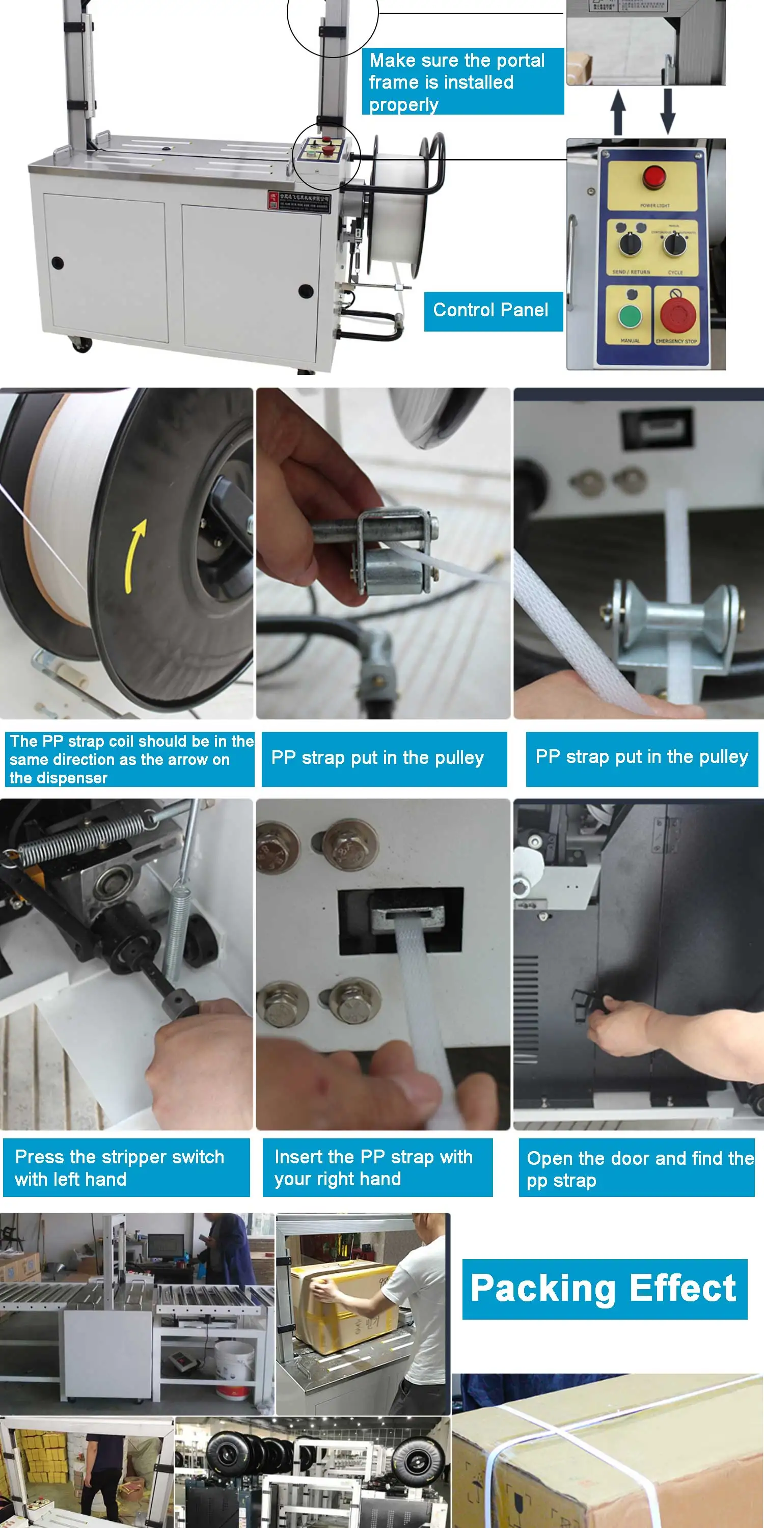 Automatic Vertical Pallet Table Box Carton Sealing Automatic Strapping Machine Pet Pp Strapping ...