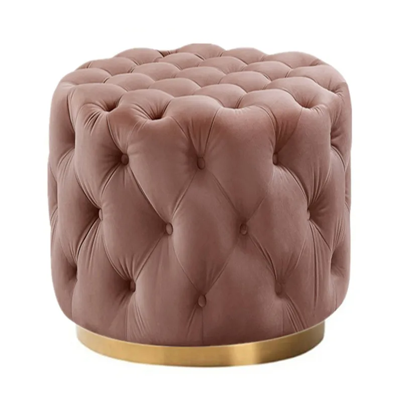 Modern Living Room Furniture Fabric Gold Side Velvet Ottoman Stool With ...