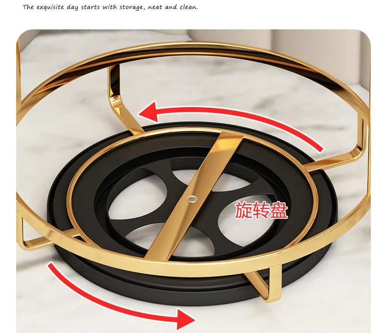Luxury Gold Bathroom Shelf 360 Rotating Makeup Organizer For Vanity ...