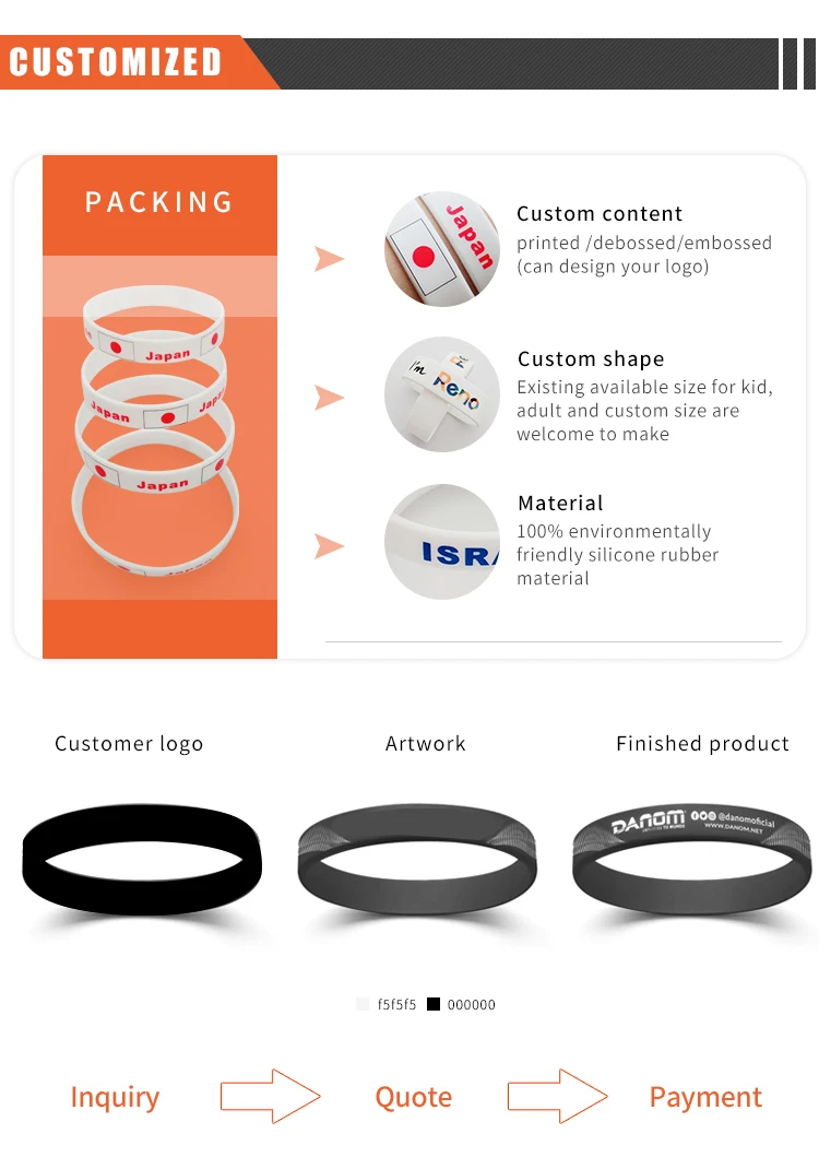 Custom Debossed Embossed Silicone Bracelets for Events
