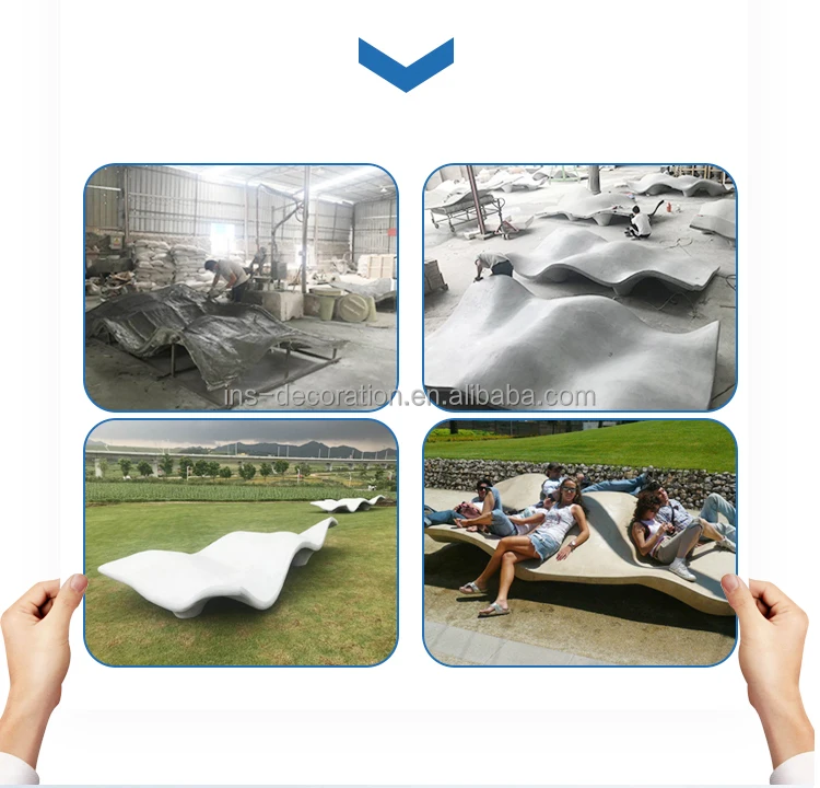 Contemporary GRC Fiber-Reinforced Concrete Bench for Outdoor Use ...