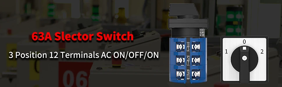 LW26-63 ON/OFF/ON Rotary Cam Switch - 3 Position, 63 Amp