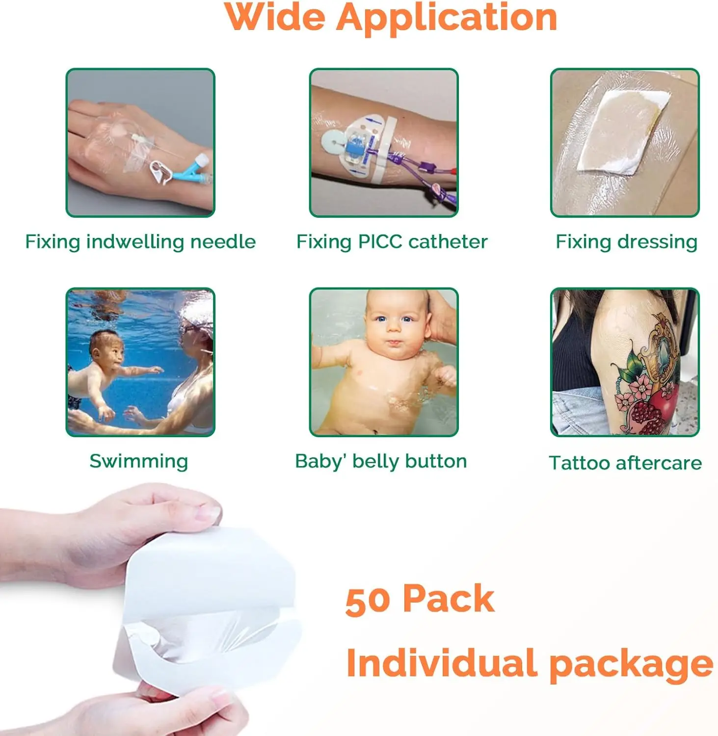 1626W PICC CVC Transparent Dressing 10*12cm Hospital Clinics Sterile Medical Wound Dressing ...