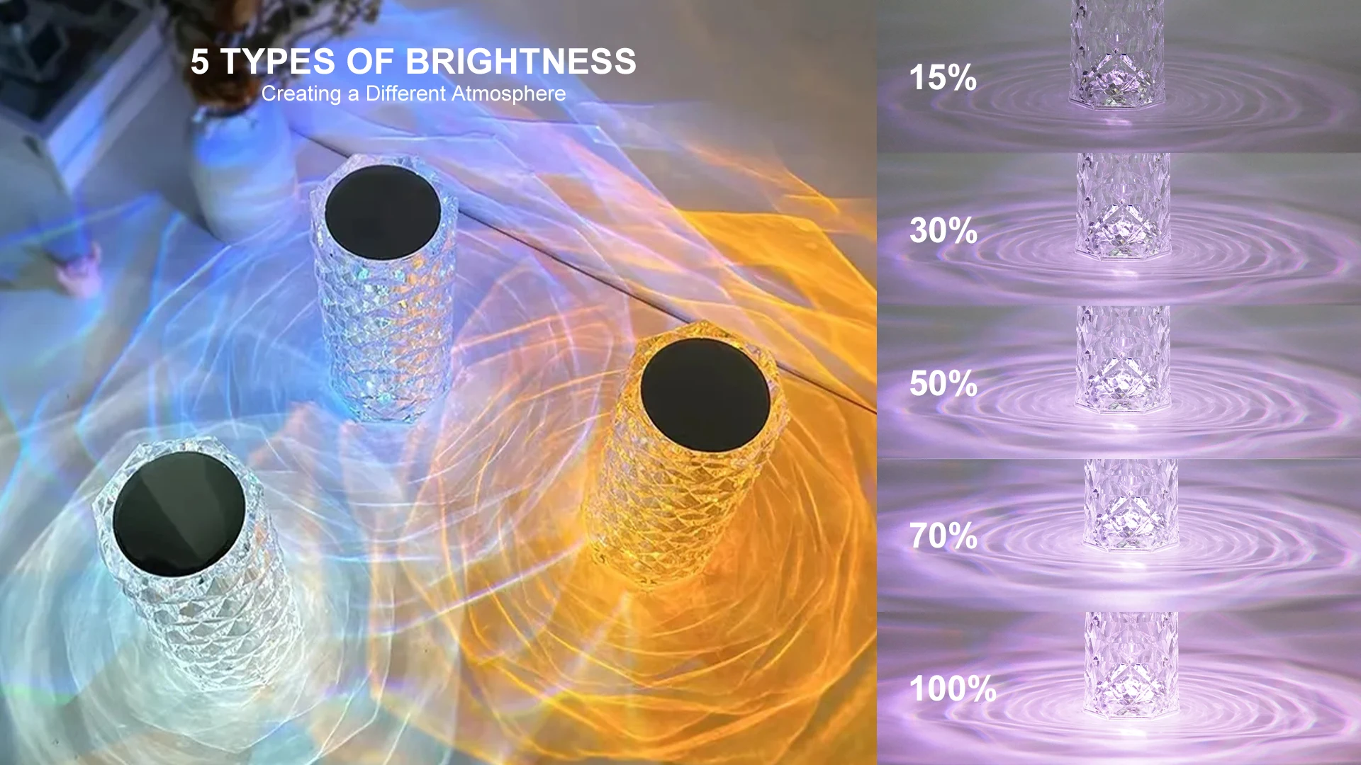 Crystal Light With Multiple Shapes,Touch Three Color/remote Control ...