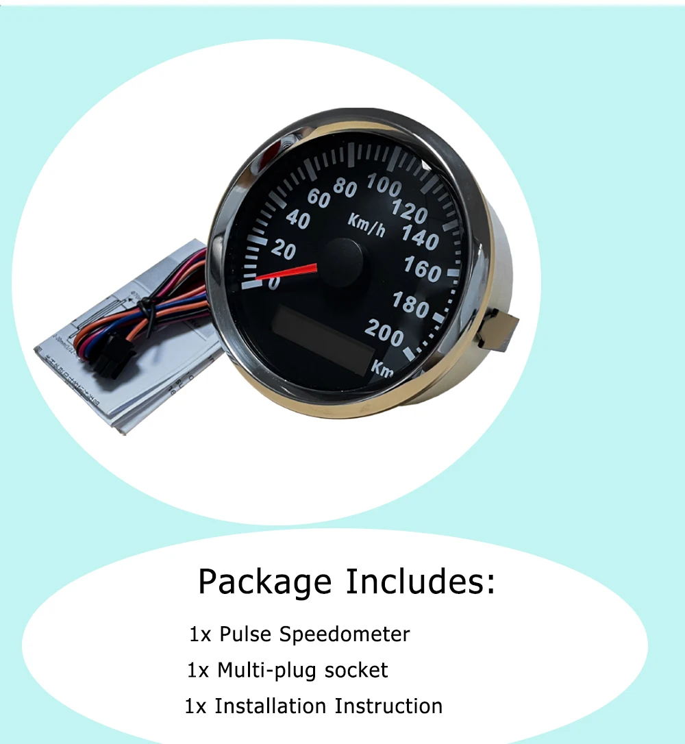 ELING 85MM Universal Pulse Signal Speedometer 120kmh 200KM/H