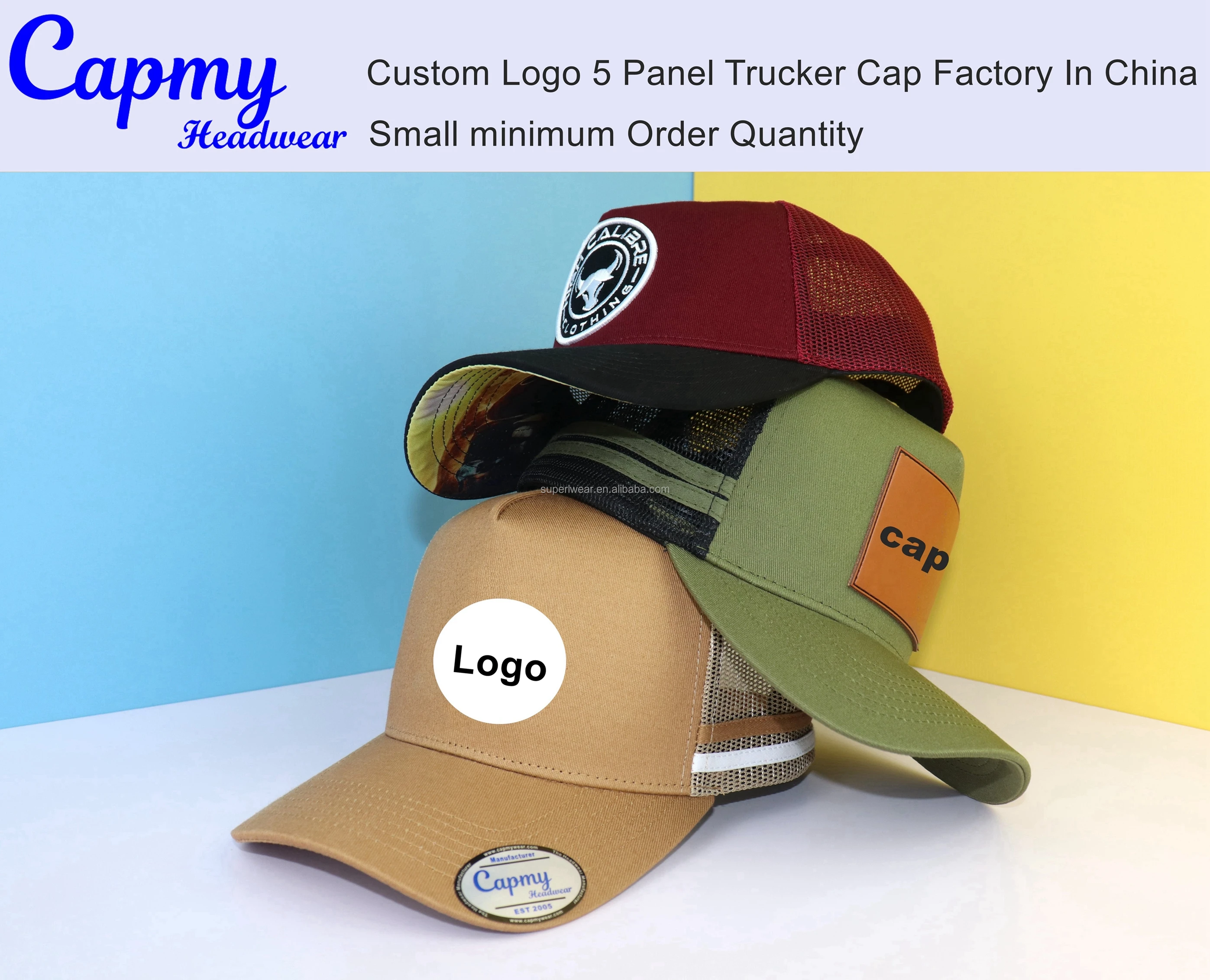 Custom Overseas Cap - 5 Panel Embroidery Logo Trucker Hat