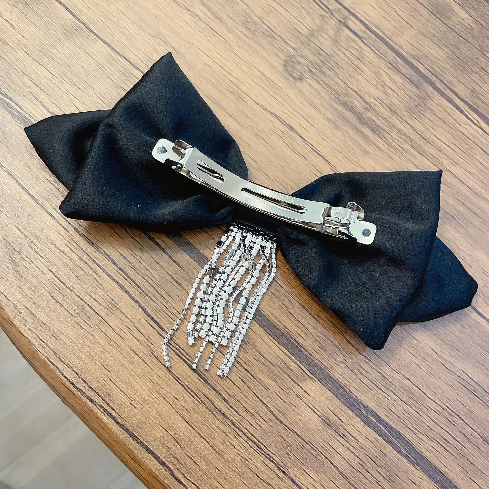Fashion New Satin Bow Hairpin Tassel With Drill Top Clip Back Head ...