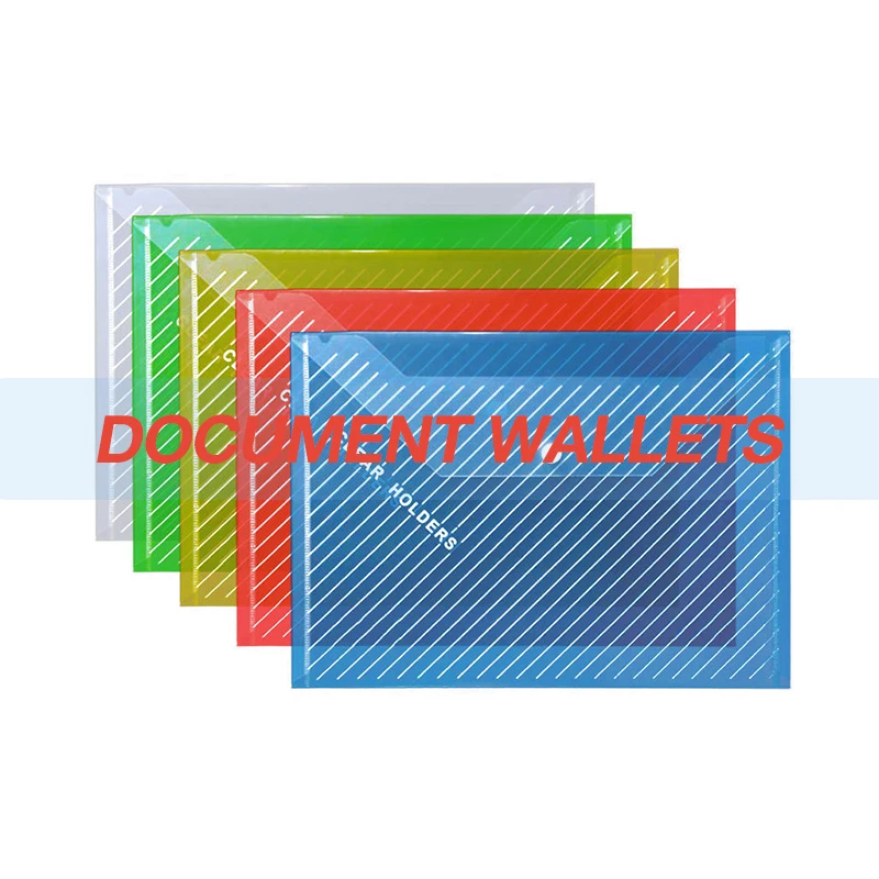 A4 Foolscap A5 Size Snap Button Transparent Plastic Envelope Document ...