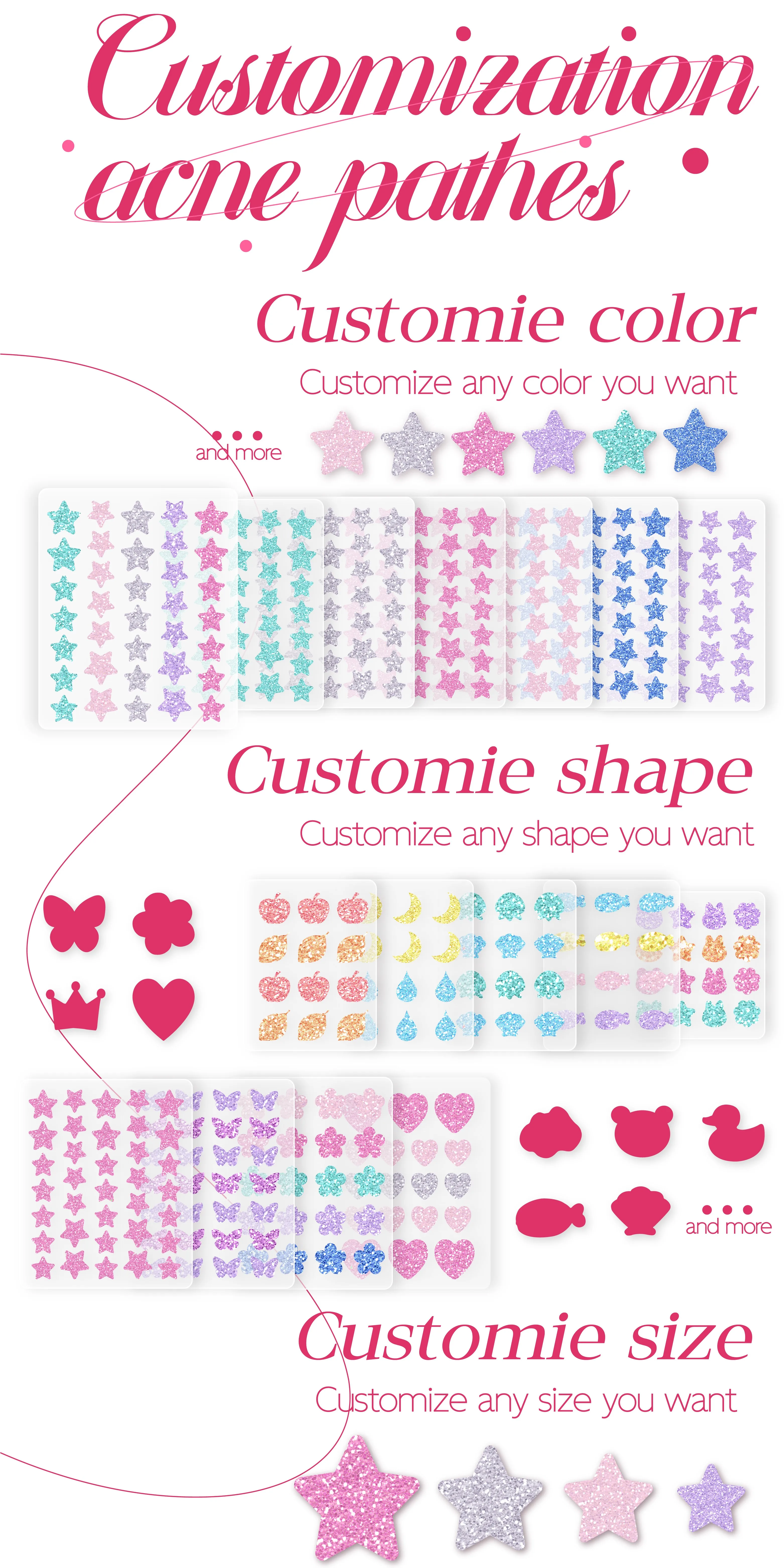 Flower Glitter Blemish Spot Patch Hydrocolloid Skin Treatment Pimple ...