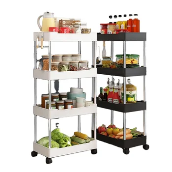 Floor Standing 4 Tiers Bathroom Tiered Kitchen Trolley Plastic Storage ...