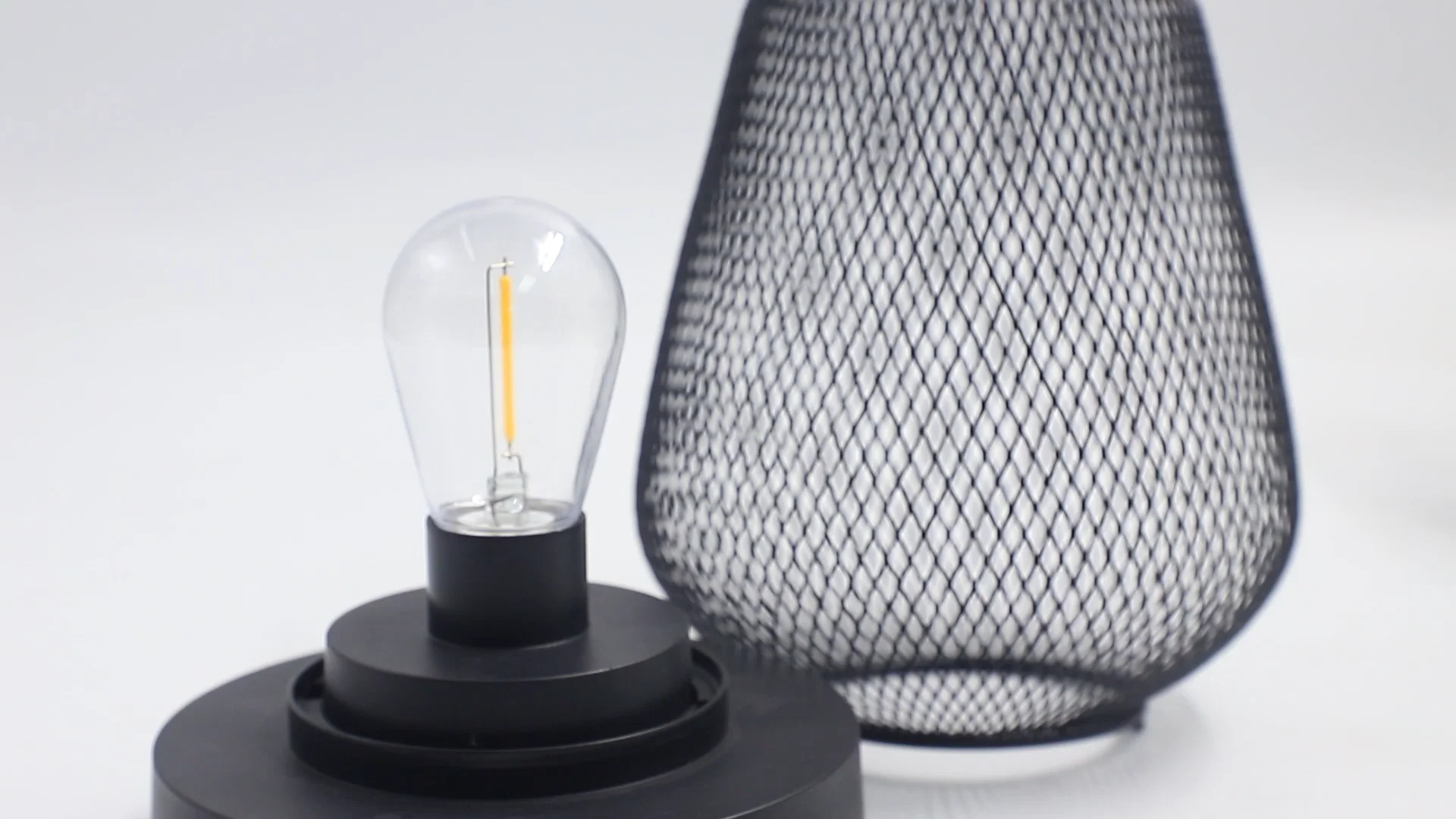 Hsx Battery Operated Lamp Outdoor Table Lamp Metal Cage Outdoor Lantern ...