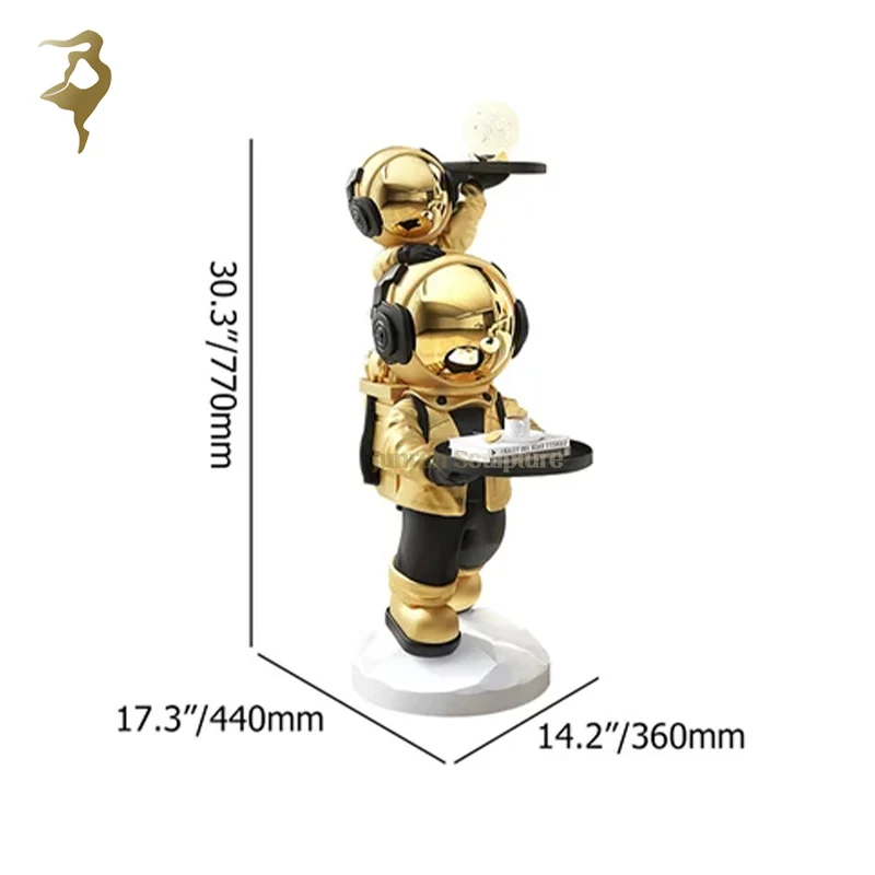 Custom Spaceman Figurines Side Table Astronaut Statue Stainless Steel ...
