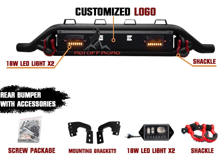 ADI OFF ROAD 4x4 Pickup NUDGE BAR BULL BAR Rear Bumper Steel Bumper for ...