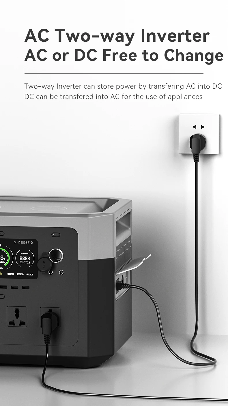 2000W LiFePo4 Power Station Portable Solar Generator Lithium Battery AC ...