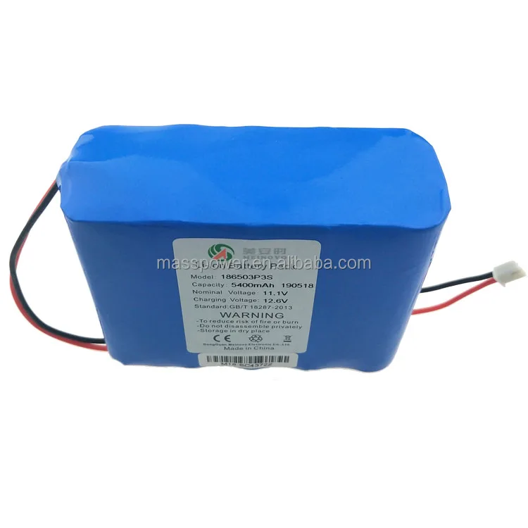 18650 Rechargeable 12V Li-Ion 3S3P 5400mah Batteries Pack