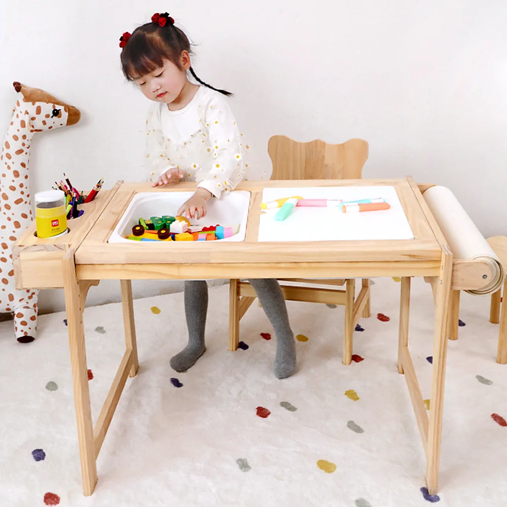 Toddler Wooden Play Table-sensory Table With Bins-educational Activity ...