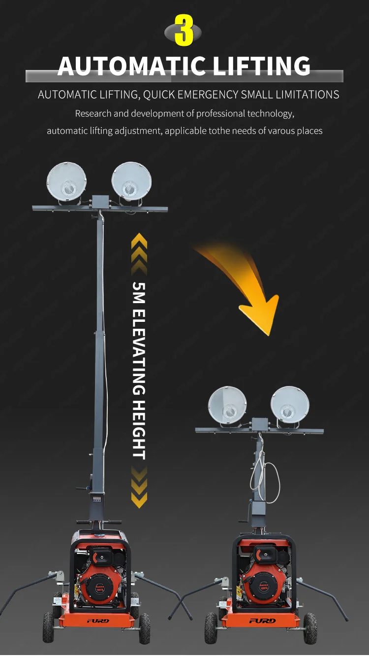 Portable High Mast Power Hydraulic Telescopic Diesel 1000w High Power ...
