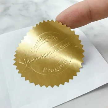 Custom Gold Metallic Certificate Sealing Labels Awards Legal Gold Foil ...